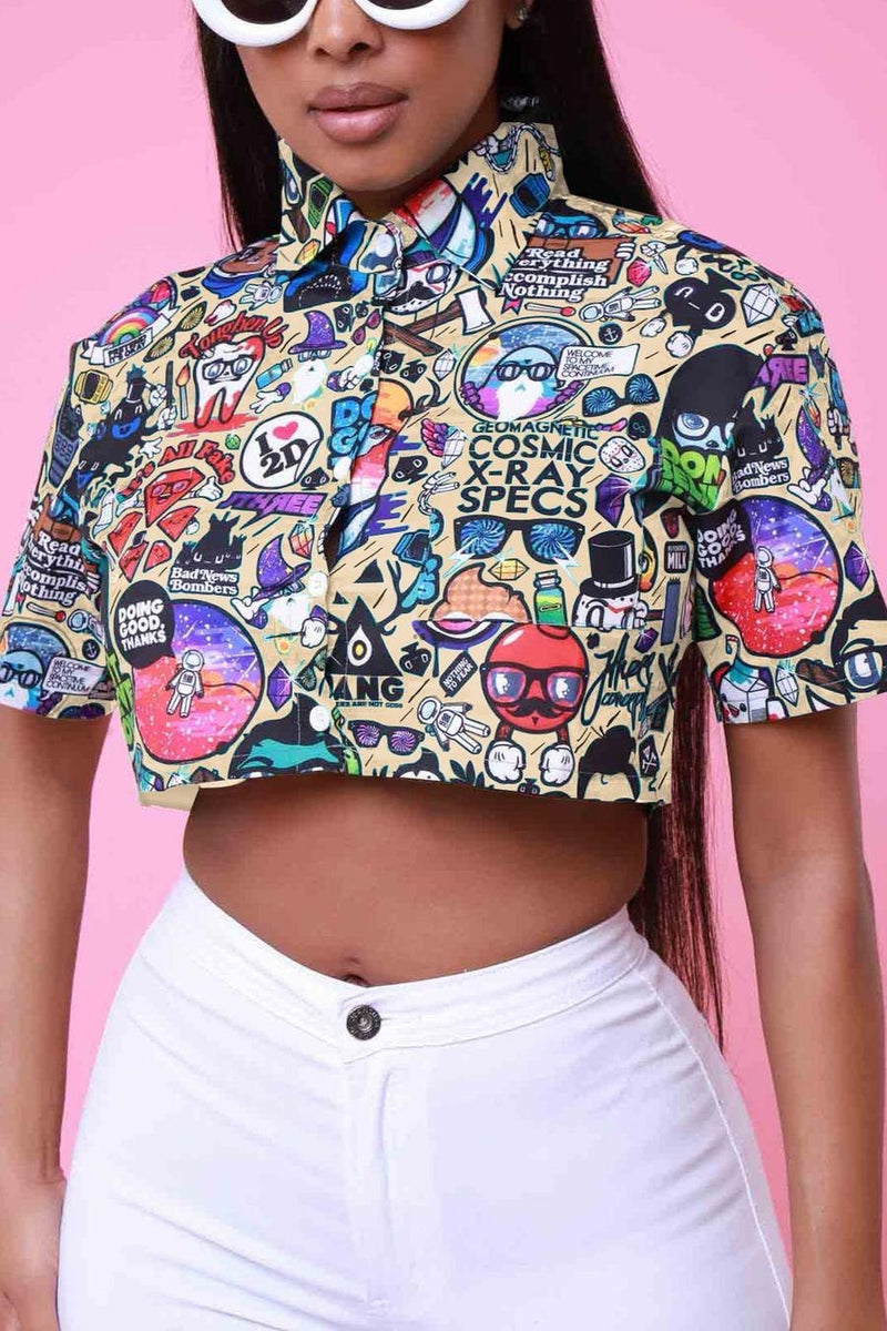 Glamybabes animated pattern blouse